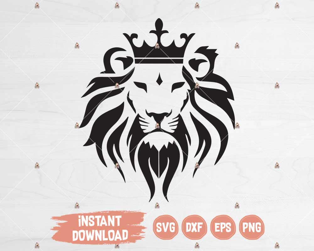 Crowned Lion Cut Files for Silhouette, Cricut - Svg Baby